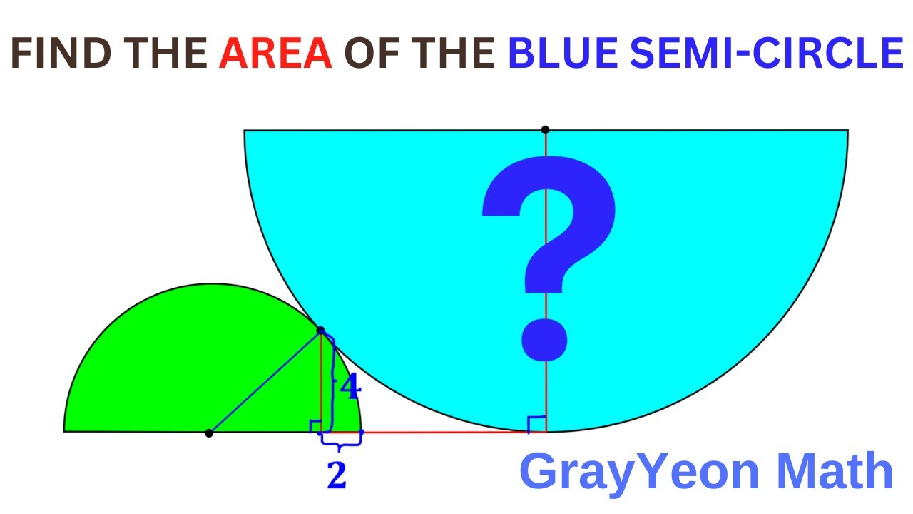 Find the area of the blue semi circle#geometryskills #mathpuzzles # ...