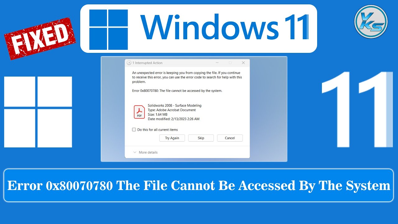 How to Fix Error 0x80070780: The File Cannot Be Accessed by the System - YouTube