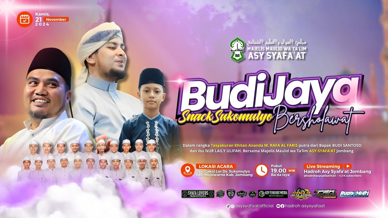 🔴 BUDIJAYA SNACK BERSHOLAWAT Majelis Asy-Syafa'at Jombang 2024 - YouTube