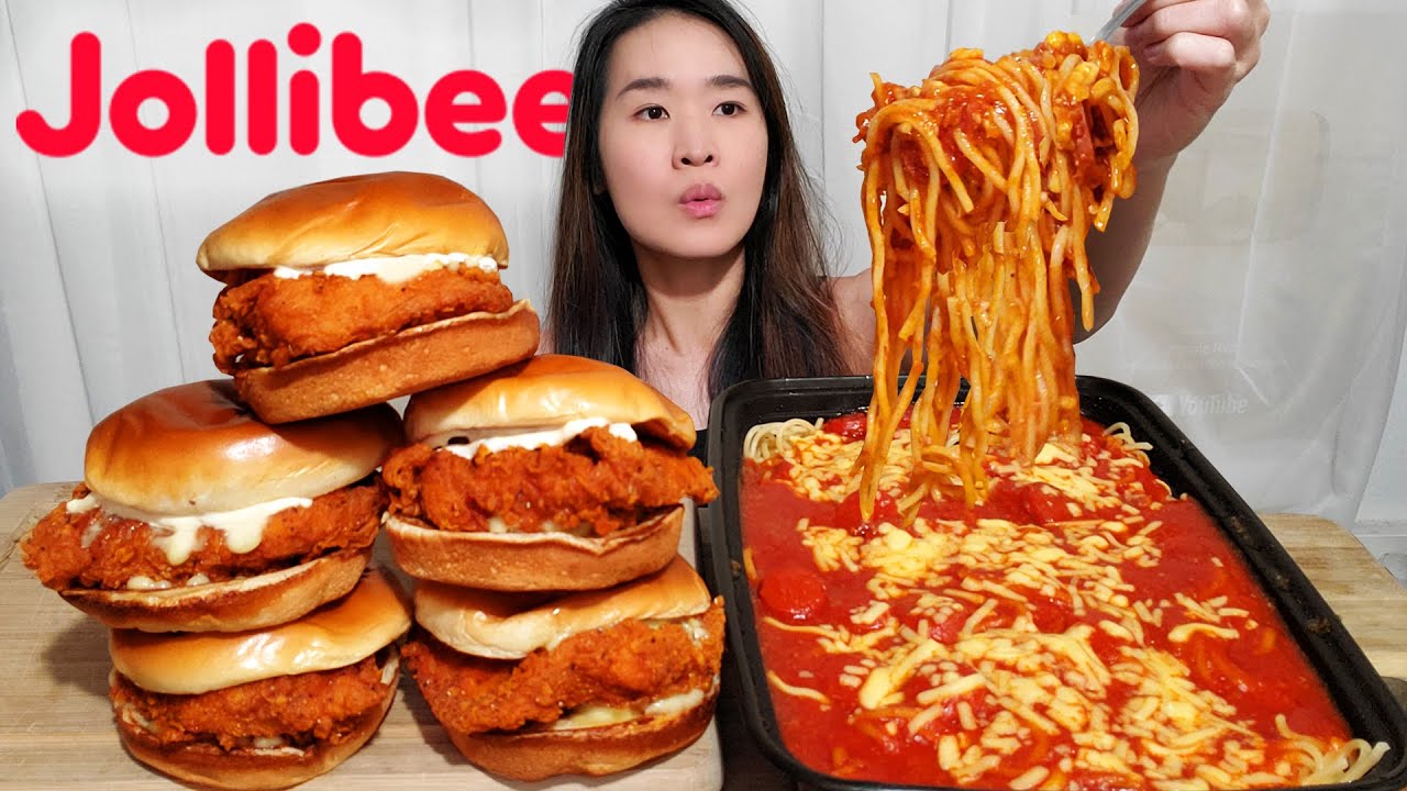 Jollibee's Amazing Chicken Sandwiches & Jolly Spaghetti Mukbang ...