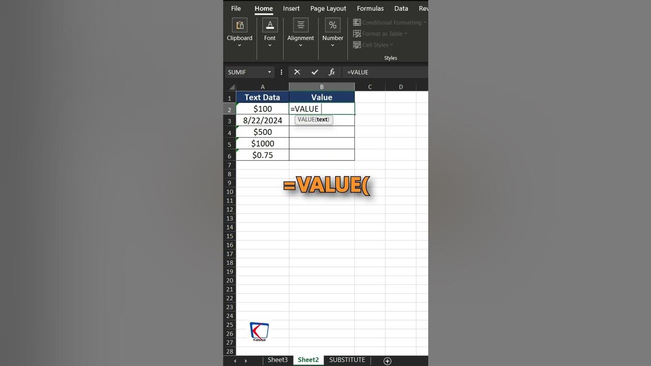 How to use the VALUE Function in Excel! - YouTube