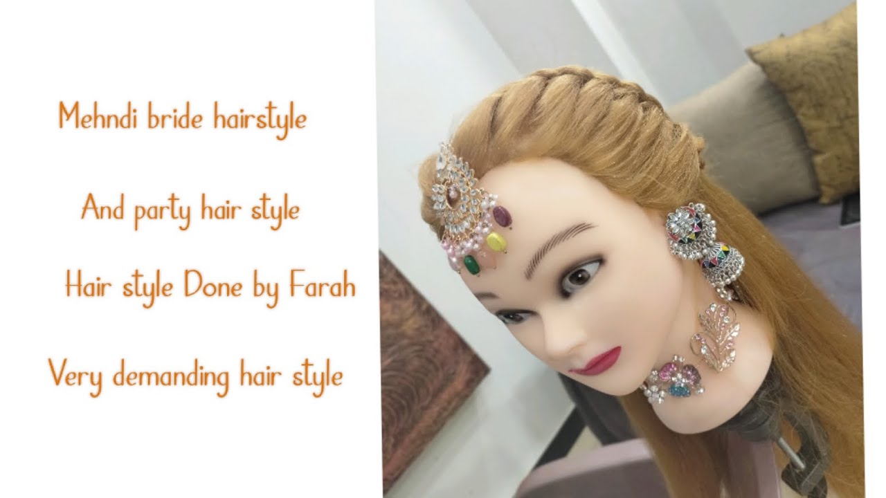 Mehndi bride hair style||Party hair style||Hairstyle done by Farah ...