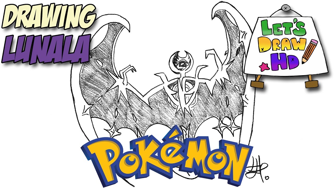 Let's Draw Lunala - Drawing Pokemon Sun and Moon - YouTube