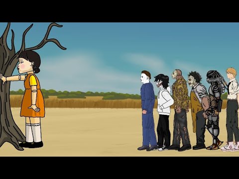 squid game doll vs jason,micheal,jeff,leatherface,denji,predator-Dc2 ...