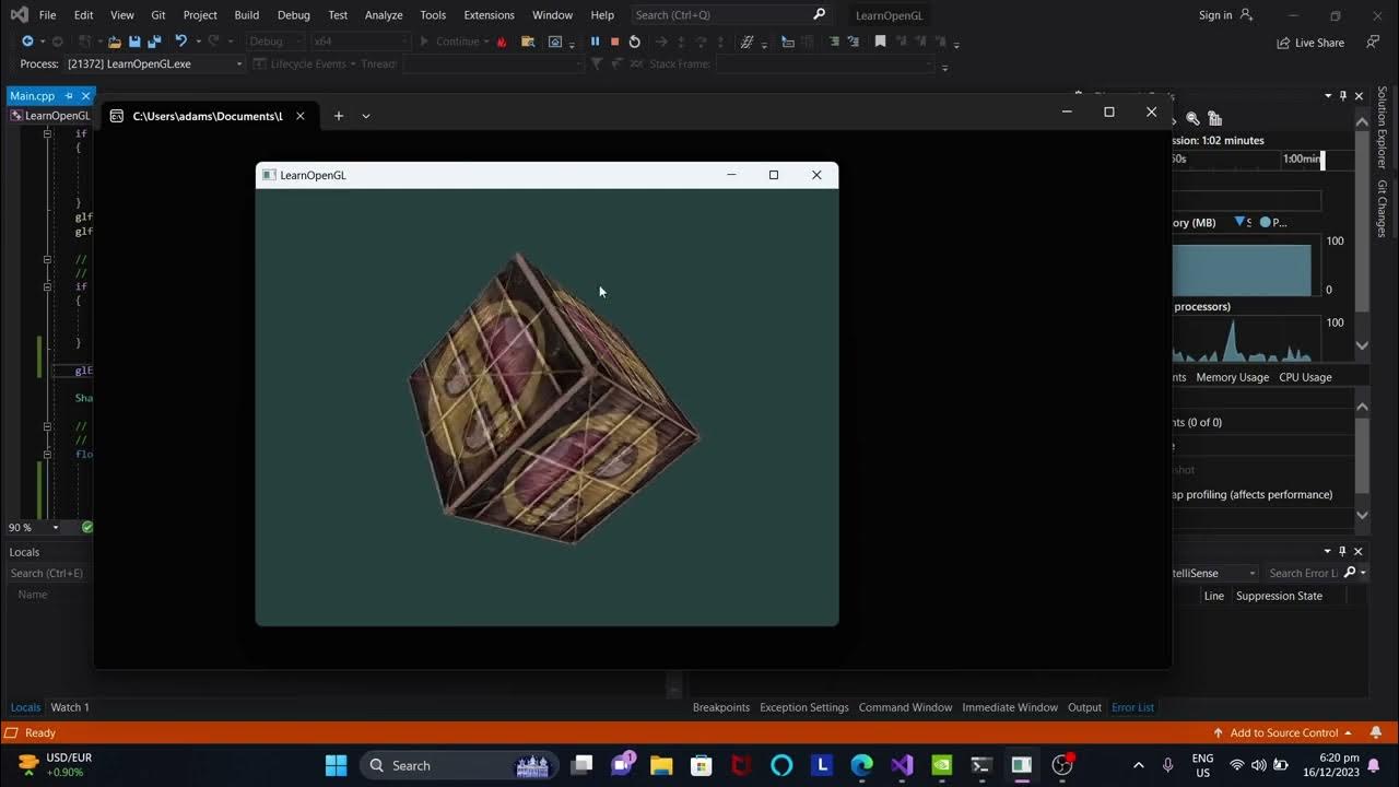 Learn OpenGL(Rotating cube) - YouTube