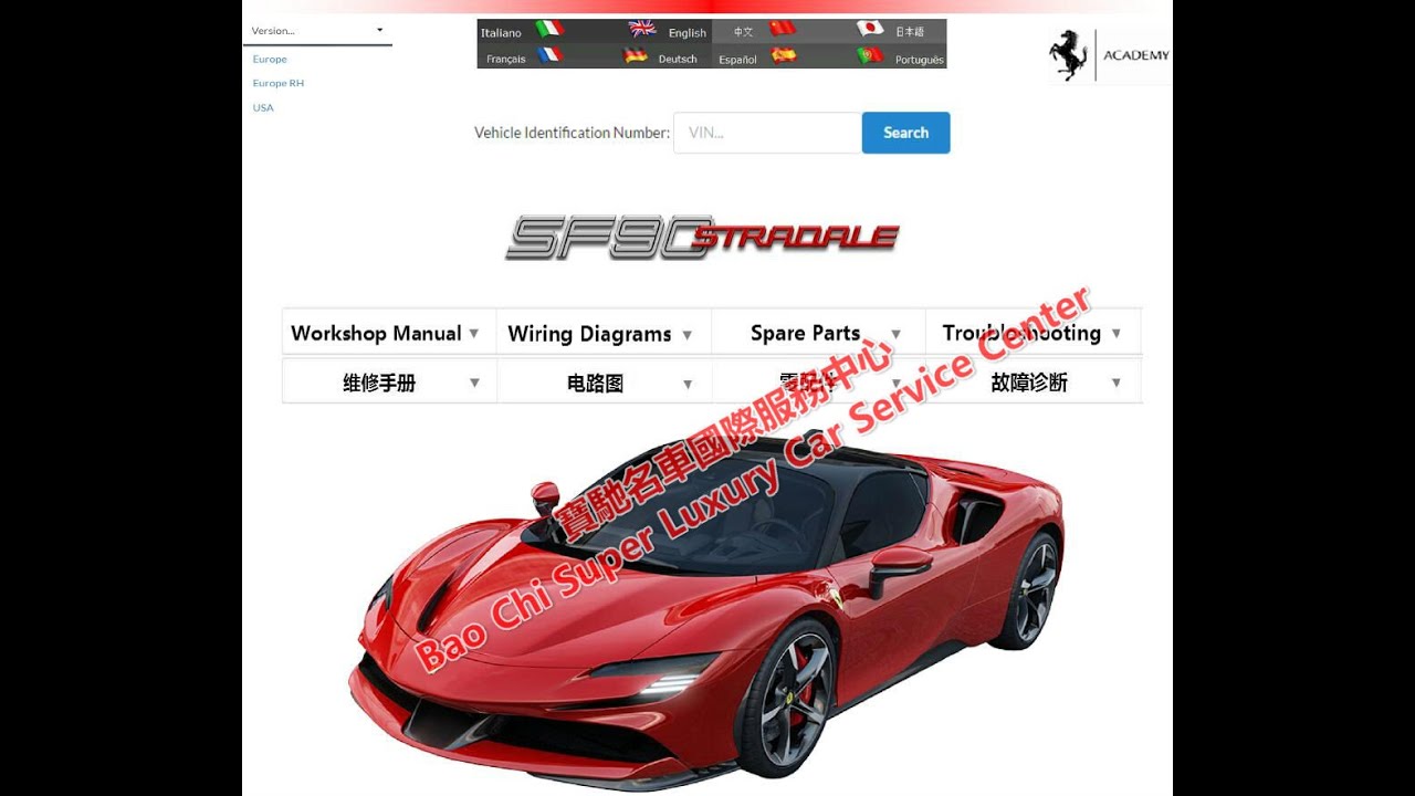 Ferrari SF90 Repair Manual Wiring Diagram SF90Stradale SF90Spider - YouTube