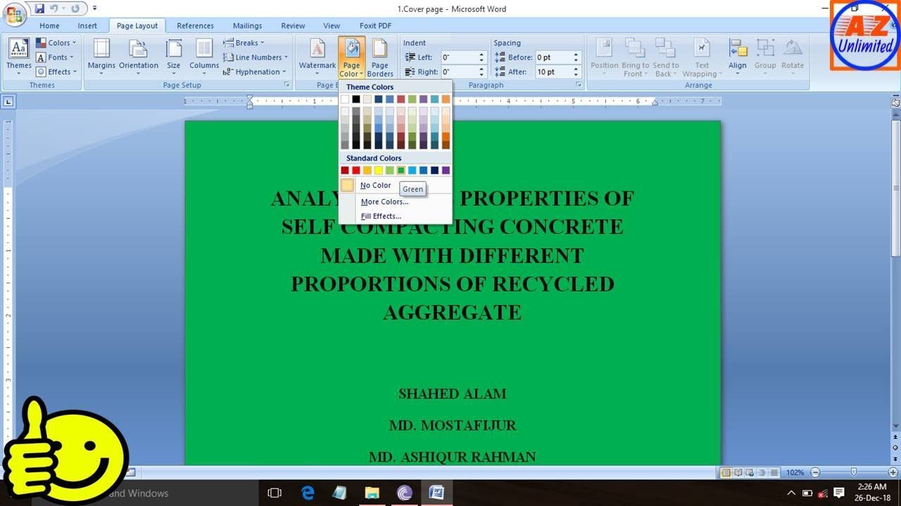 How To Change Page Background Colour In Microsoft Word Bangla How To Change Page Background Colour In Microsoft Word Bangla
