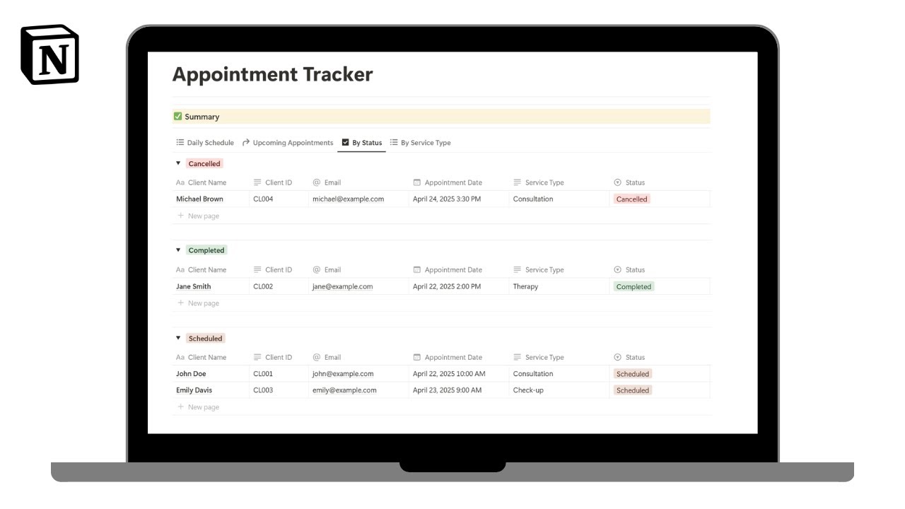 Appointment Tracker | How to keep track of appointments in @Notion ...