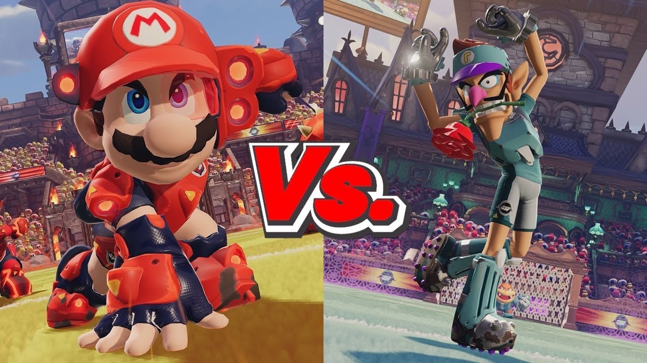 Mario Strikers Battle League - Mario (Rockets) Vs. Waluigi (Bolts ...