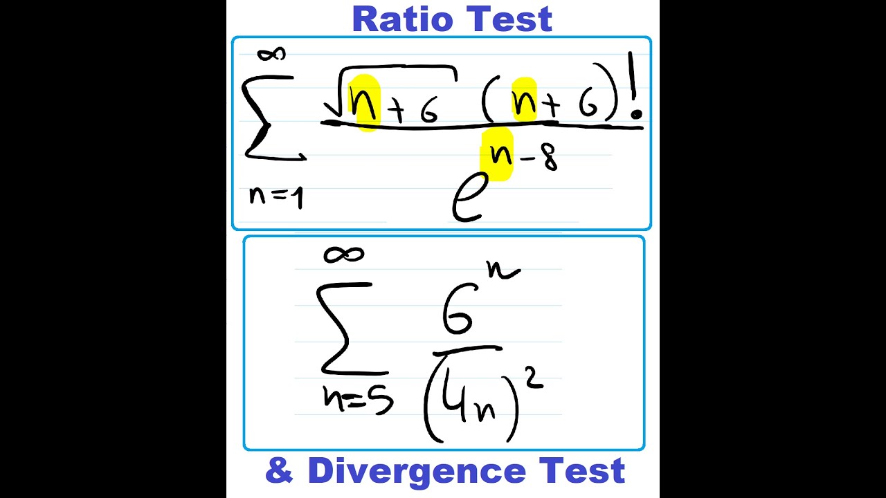 8.4 HW#2, 7: Ratio Test - Two example, Divergence test - YouTube