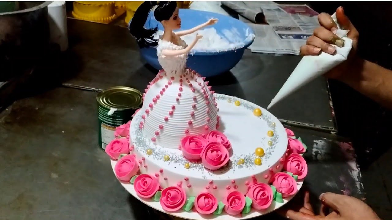 Doll Cake | How To Make Doll Cake designing I Doll Cake cream | Barbie ...