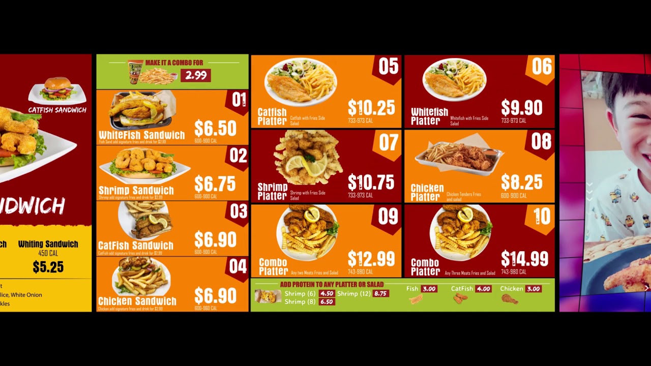 3 Screen Digital Menu Board Animation for Joe's Restaurant - Digital ...