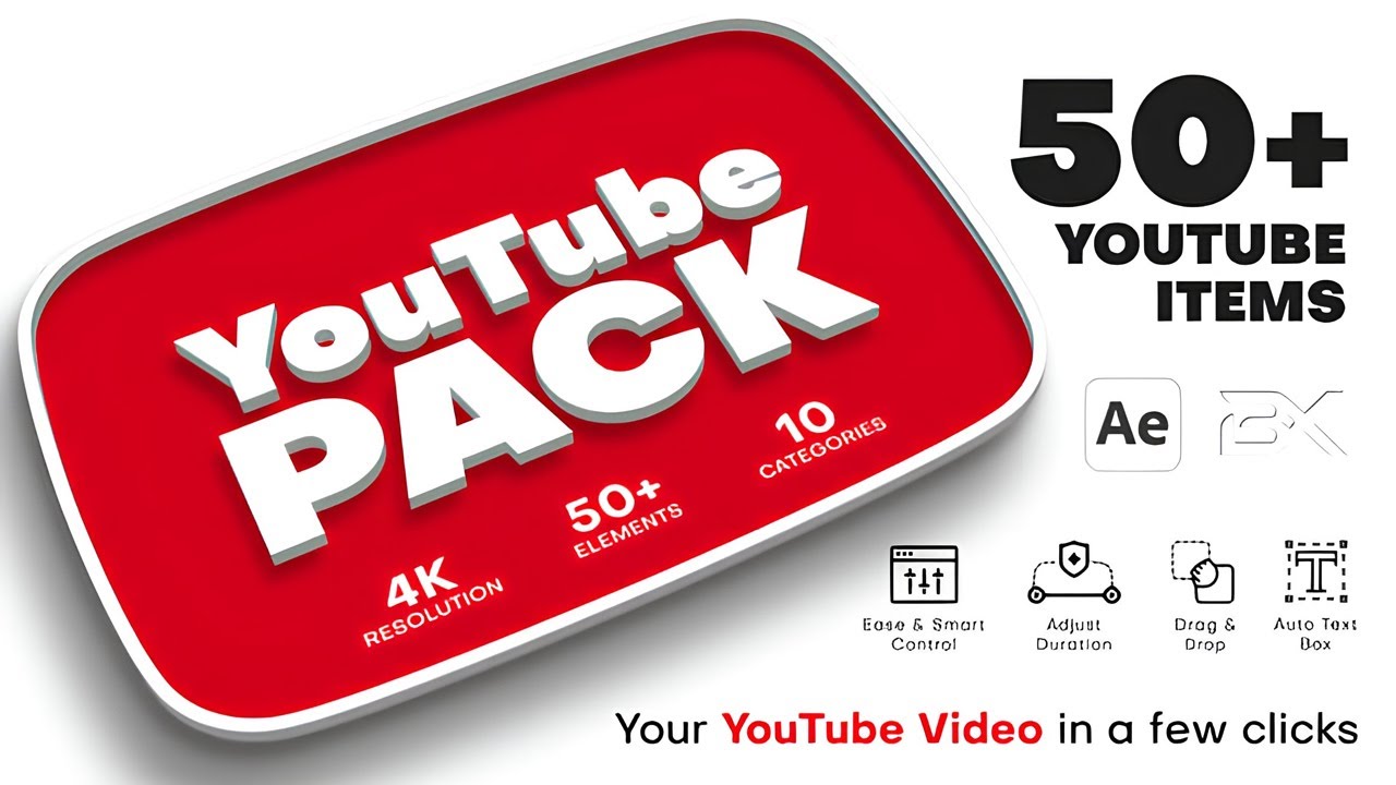 50+ YouTube Elements & Editing Starter Pack - After Effects Template ...