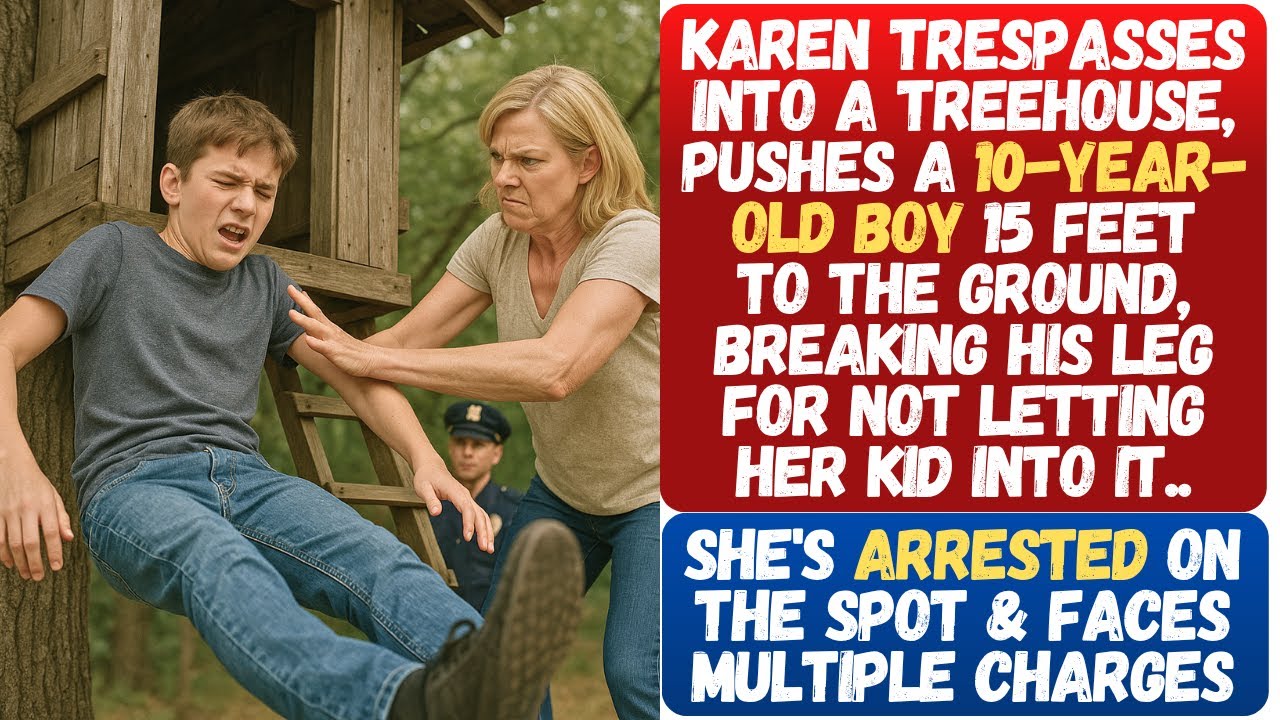 KAREN PUSHES MY BOY FROM HIS TREEHOUSE, BREAKING HIS LEG! FACES ARREST & 7 YEAR PRISON TERM ...