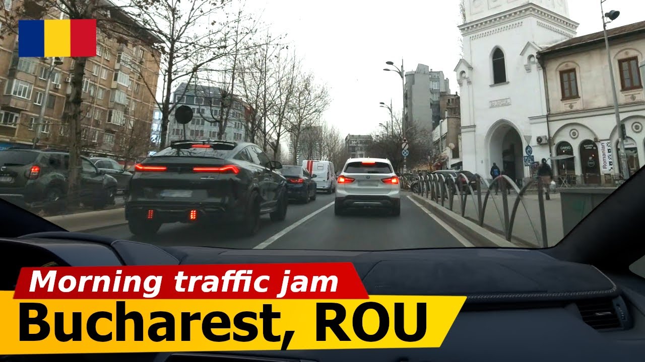 🔴 Bucharest, ROU • Typical traffic jam in the morning【Full HD】Unirii ...