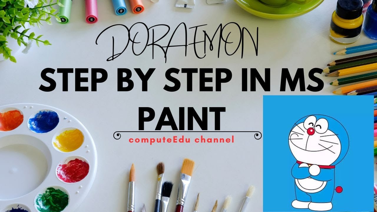 How to draw Doraemon step by step in Ms Paint - YouTube