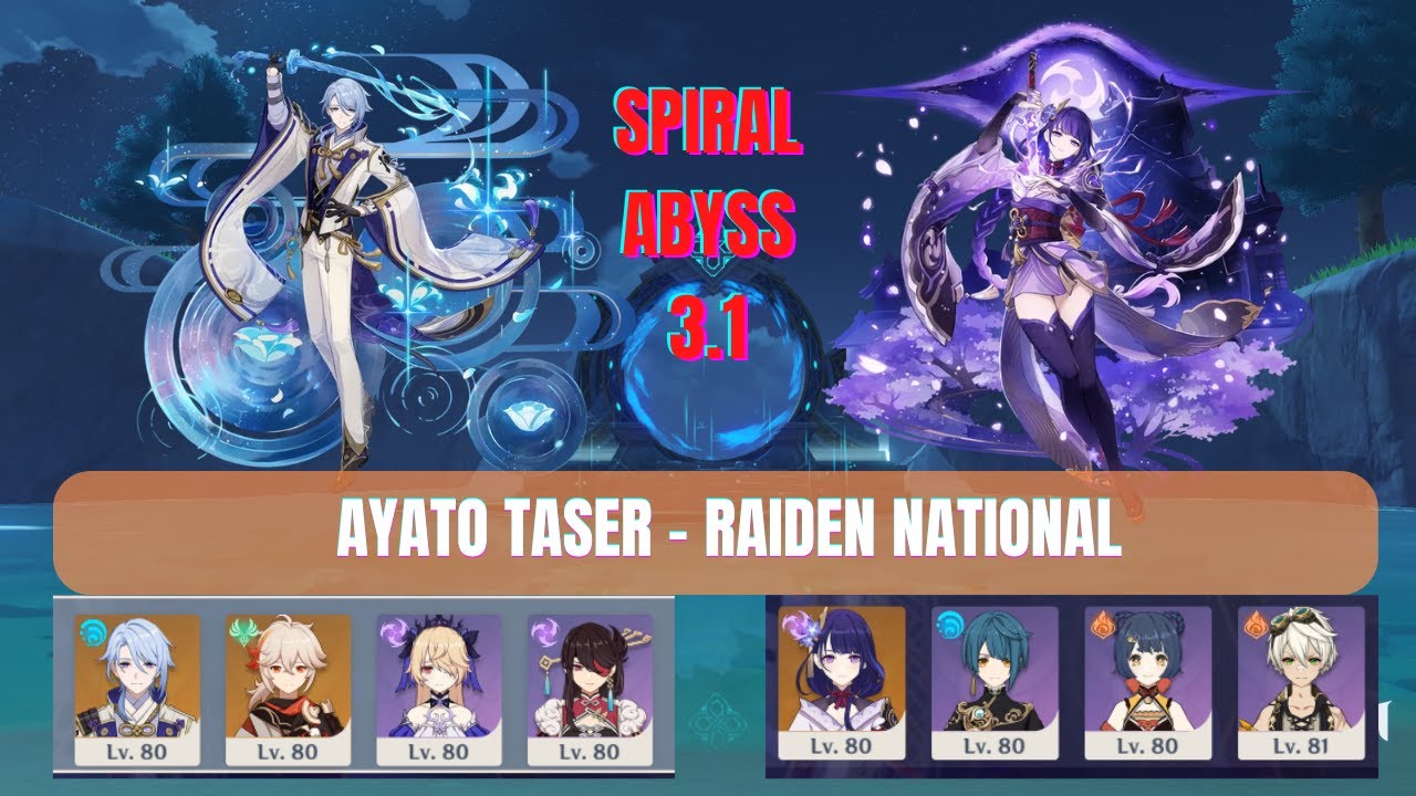 [GI] SPIRAL ABYSS 3.1 KAMISATO AYATO TASER - RAIDEN NATIONAL FULLSTAR ...