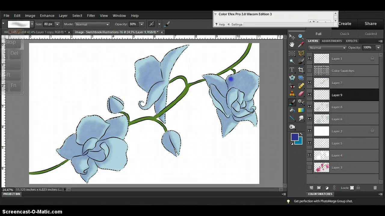 Photoshop Coloring and Shading my Orchids Vector Outline - YouTube