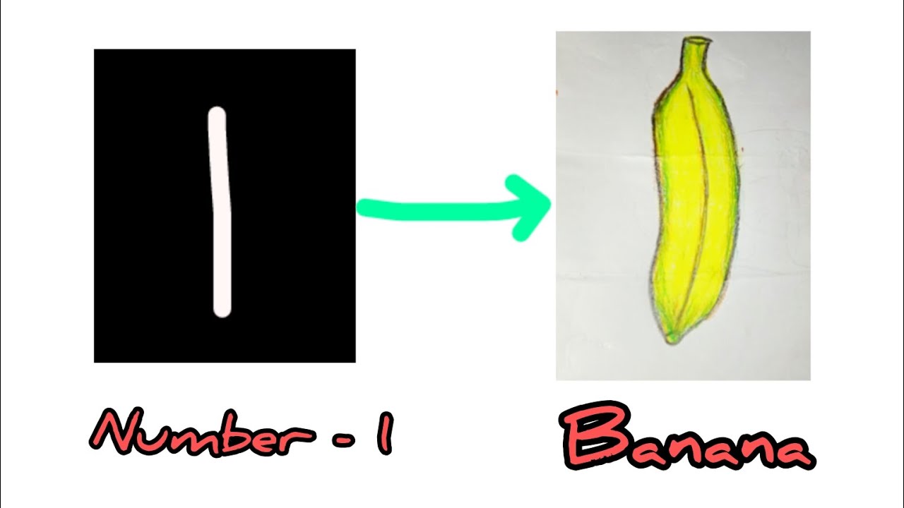 How to draw banana 🍌 from number 1/ easy drawing step by step for ...