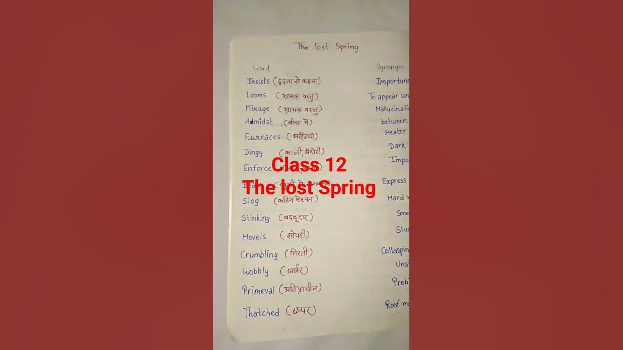 The Lost Spring Word Meaning ch 2 Class 12 Flamingo akankshamam the-lost-spring-word-meaning-ch-2-class-12-flamingo-akankshamam