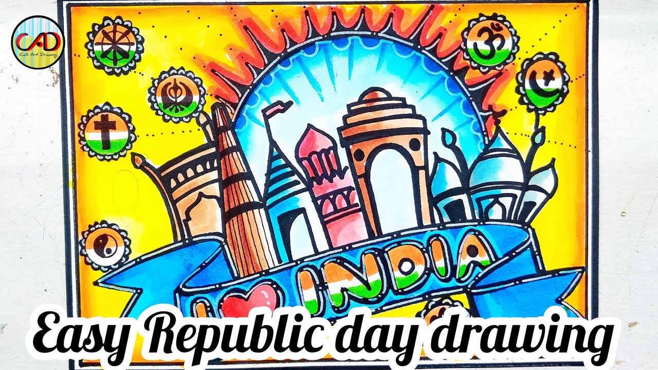Republic Day Drawing / How to Draw Republic Day Poster Easy Step By ...