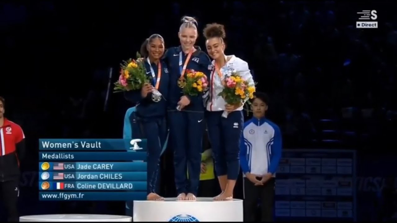 Jade Carey Wins Vault Gold - Paris World Cup 2022 Medal Ceremony - YouTube