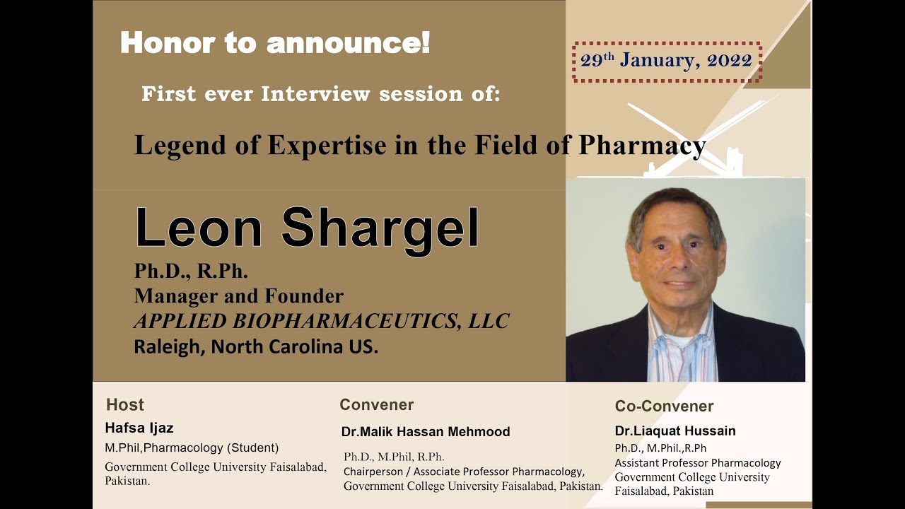 Online Session with Leon Shargel (Author of; Applied Biopharmaceutics ...