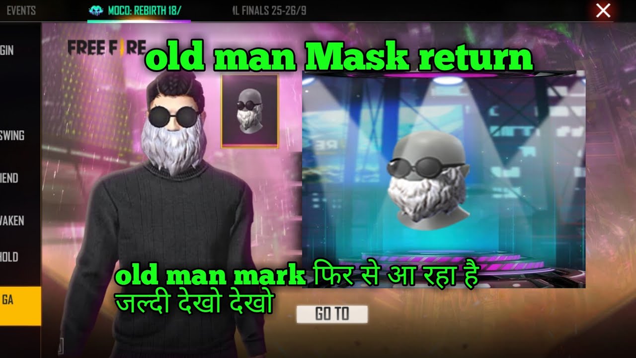 Old man Mask return || upcoming event in free fire || new event in free ...