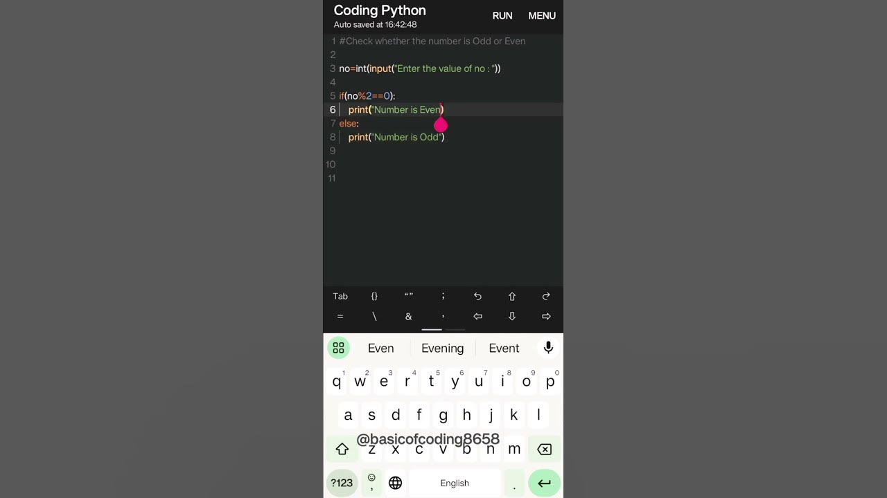 7 Check Input Number Is Odd Or Even In Python ॥ If Else Basicofcodingpythoncodingoddeven