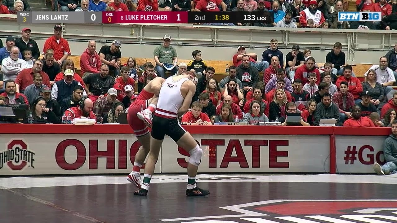 133 LBS: Jens Lantz (Wisconsin) vs. #6 Luke Pletcher (Ohio State) - YouTube