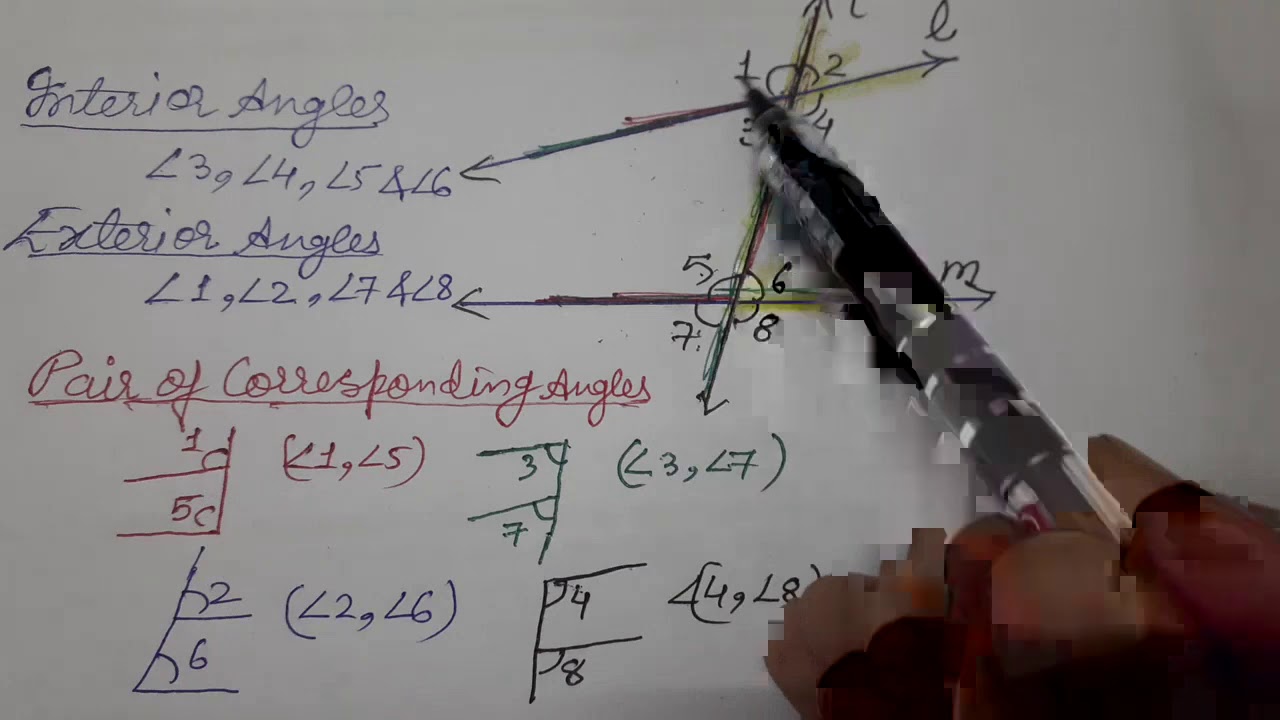 Angles made by a Transversal, Chapter 5,Lines And Angles, Class 7 ...