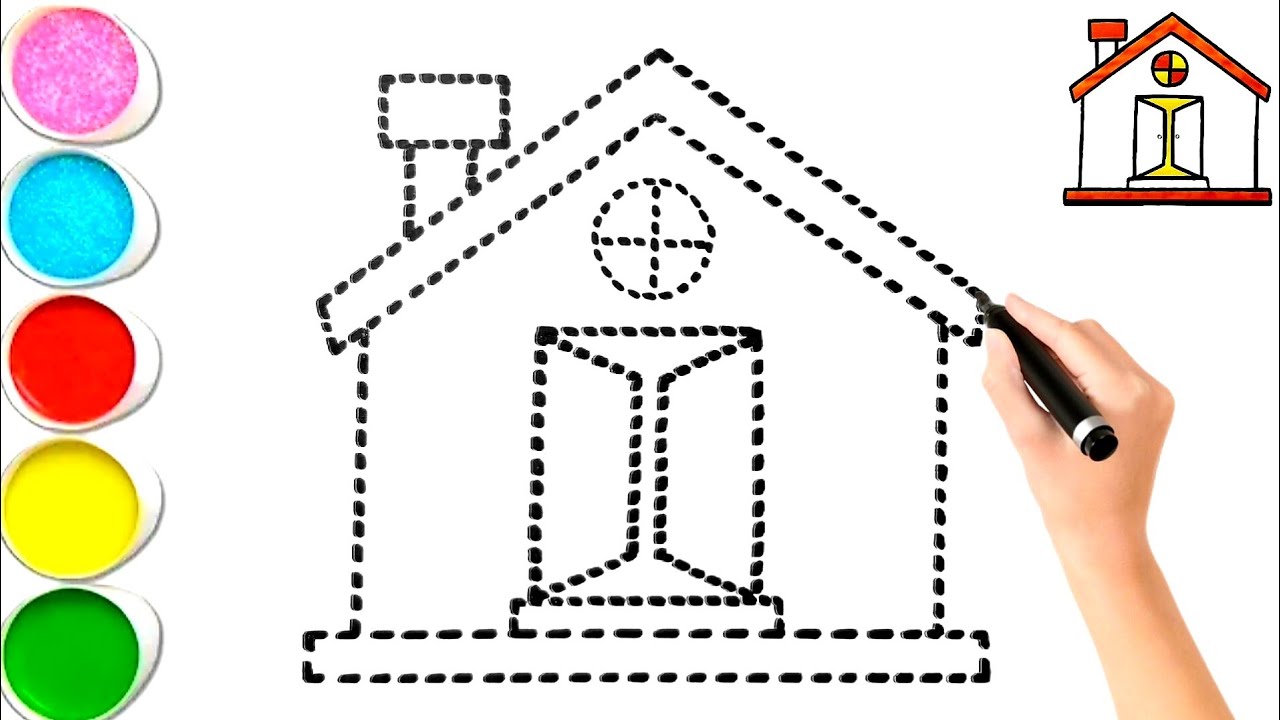 Easy House drawing for kids | How to draw a House Step by step - YouTube