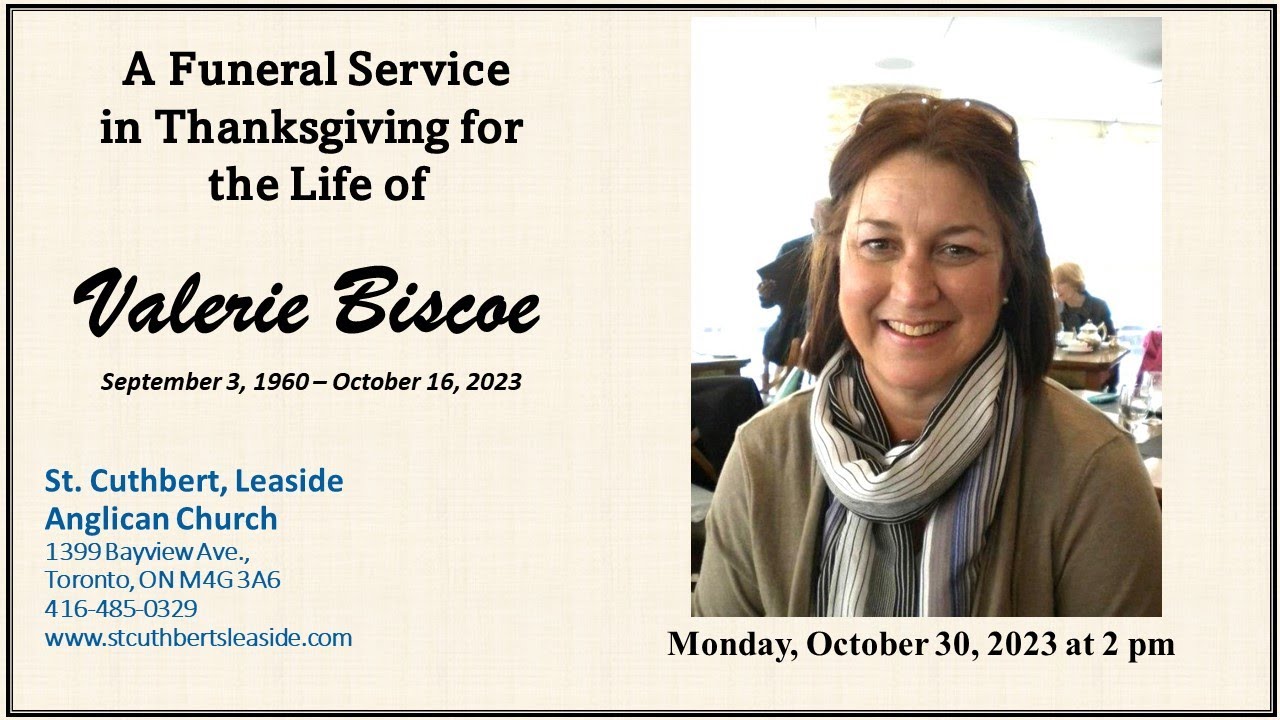 Funeral Service for Valerie Biscoe - October 30, 2023 - YouTube