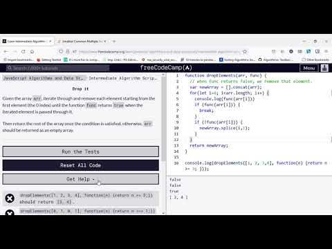 freeCodeCamp - JavaScript - Intermediate Algorithms - Solution to Drop it - YouTube