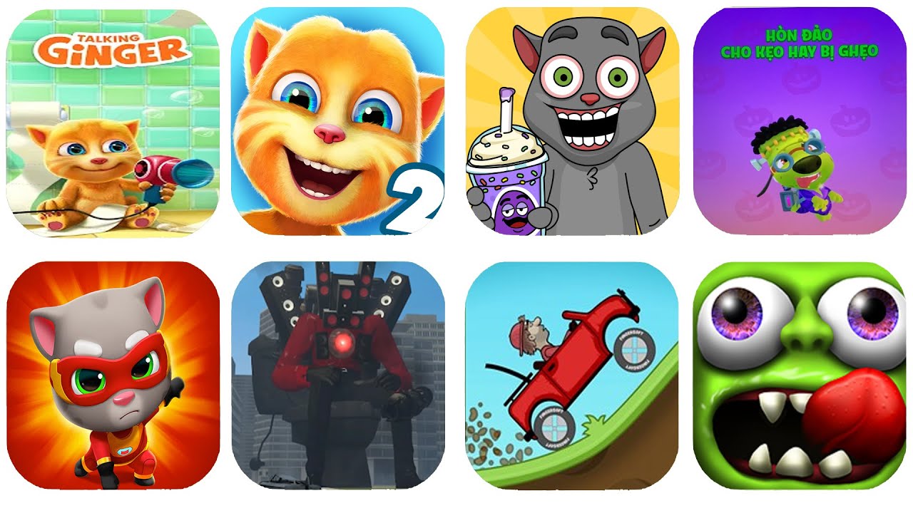 talking ginger 1, ginger 2,tom juan,talking tom island,tom herodash ...