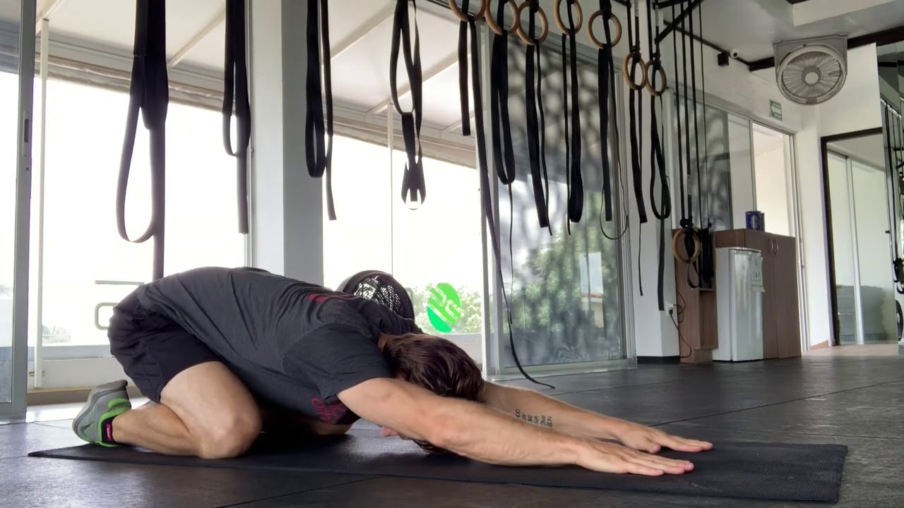 Child's pose stretch - YouTube