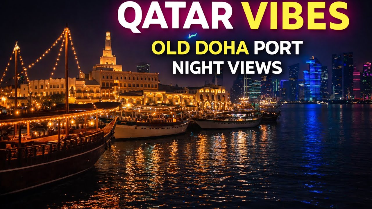 Night Lights of Old Doha Port | Doha, Qatar 🇶🇦 #qatarvibes974 #qatar # ...