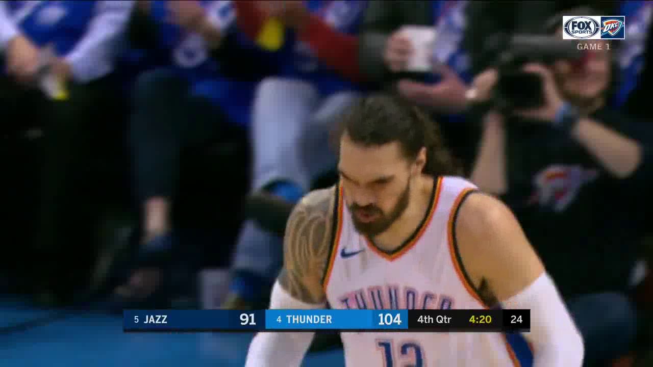 NBA, playoff 2018, Thunder vs. Jazz, Round 1, Game 1, Move 56, Steven ...