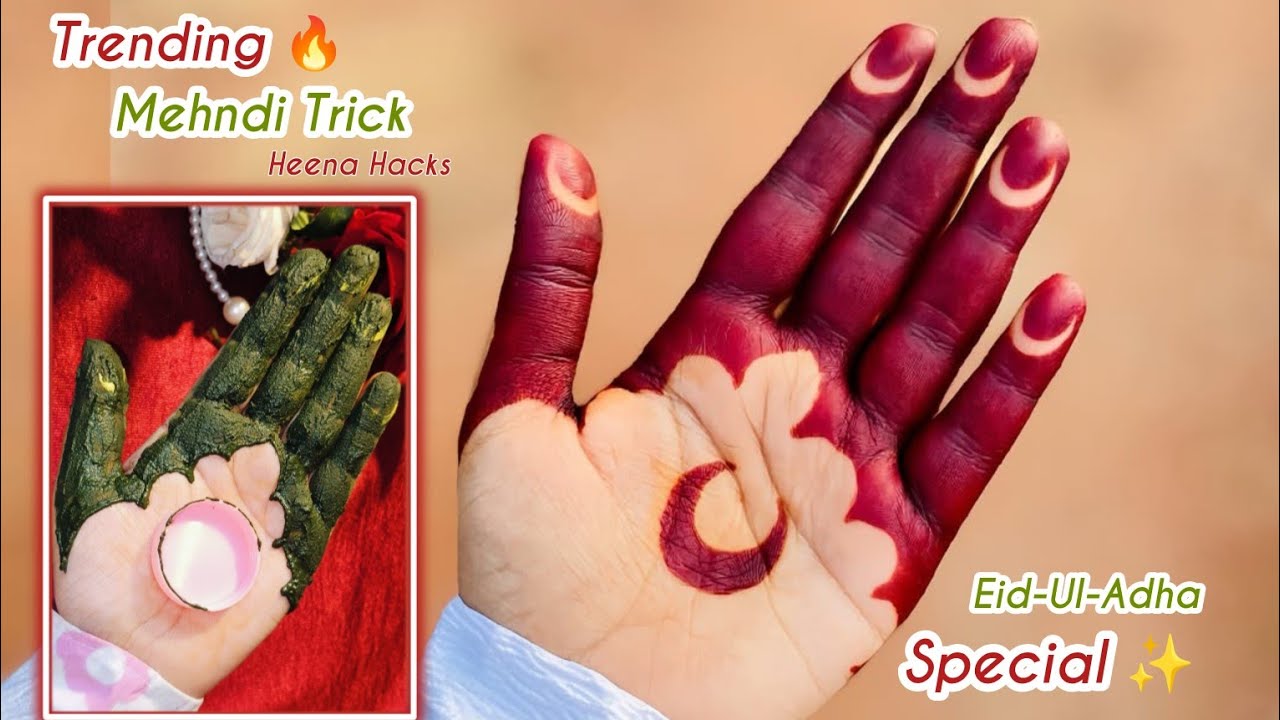 Easy red mehndi Design ️ | how to make trending Moon mehendi 🌙| Eid ...
