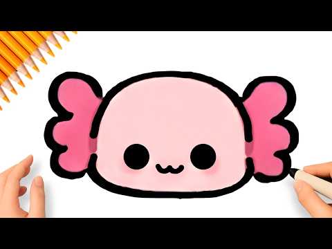 CÓMO DIBUJAR UNA CARITA DE AJOLOTE KAWAII FÁCIL 💗💟