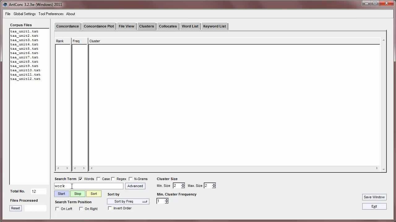 AntConc 3.2.4 Tutorial 5: Clusters Tool - Basic Features - YouTube