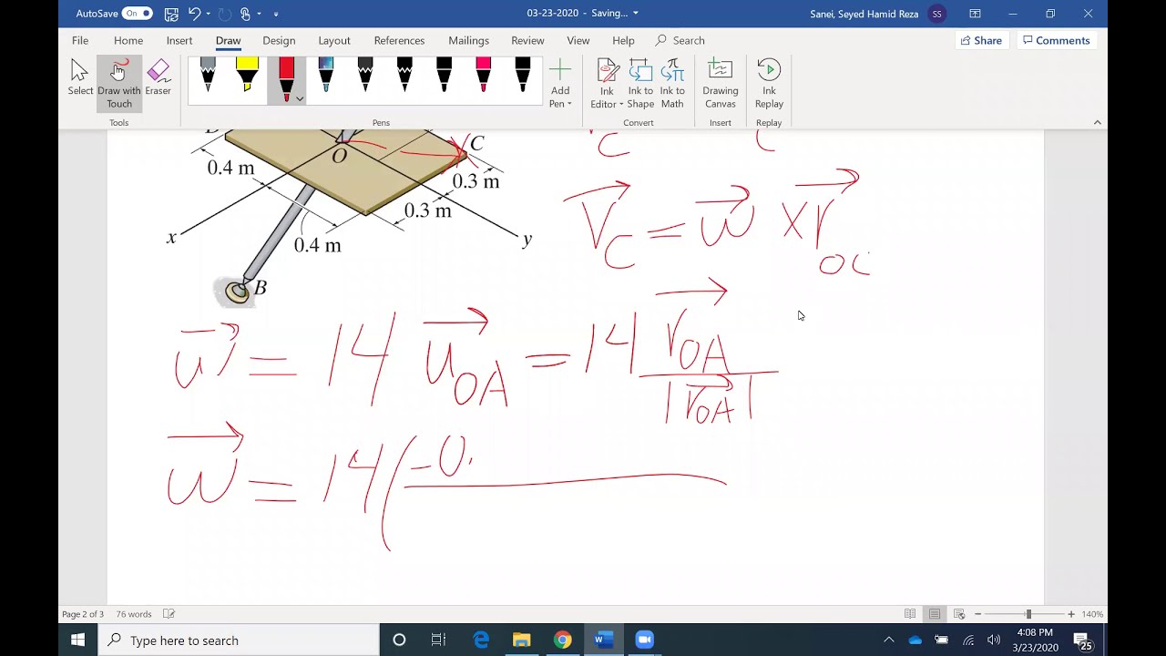 Dynamics Problem 16-35: Kinematics of a Rigid body Example - YouTube