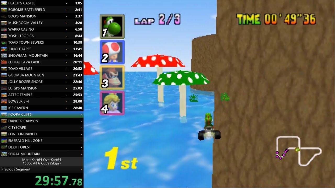 【WR】MK64 Overkart64 V4 All cups skips Speedrun 【150cc】【マリオカート64】 - YouTube