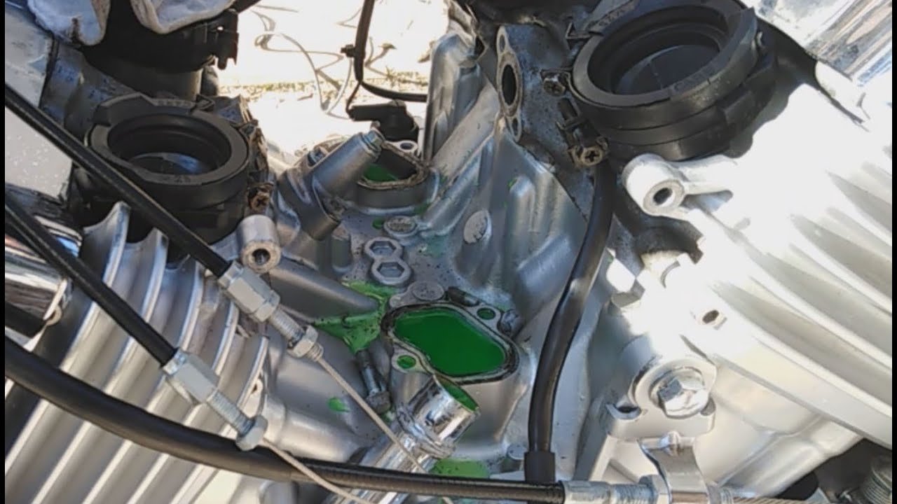How to repair coolant leak on a v four honda's motorcycle engine. We ...