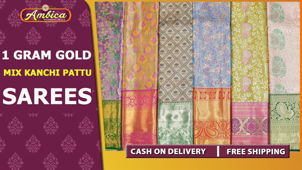 One Gram Gold Zari Mix Pattu Sarees | Free Shipping | Pattu sarees ...