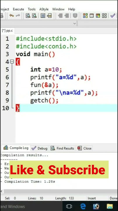 C Program To Call A Function By Call By Reference Shorts Clanguage Youtube