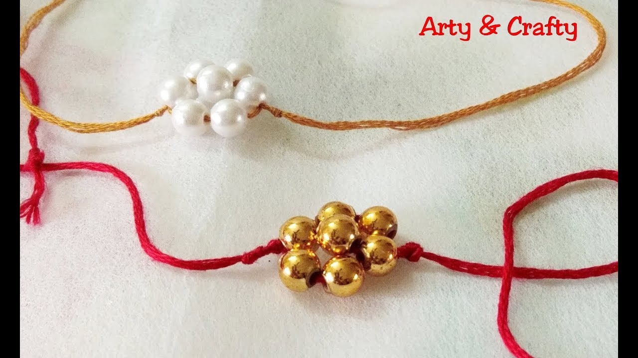 how to make 5 min simple beaded rakhi at home/no glue rakhi ...