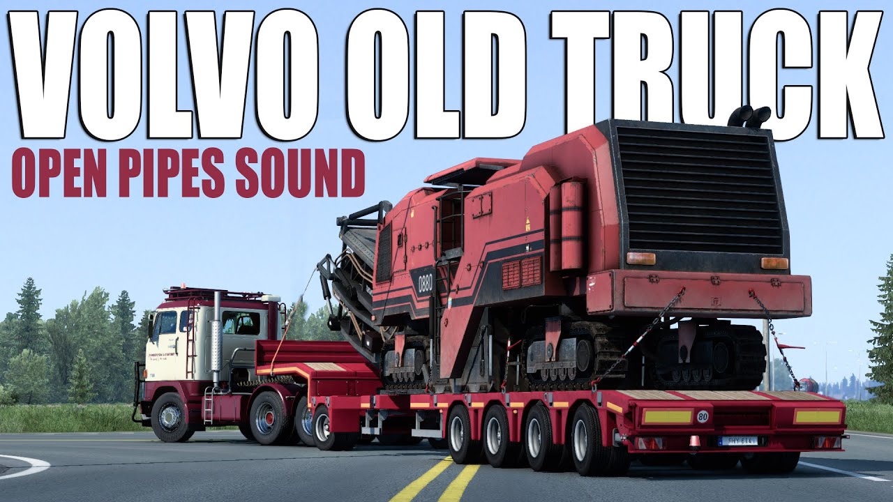 Powerfull Old Truck VOLVO F88. Transporting 44 Tons Asphalt Miller ...