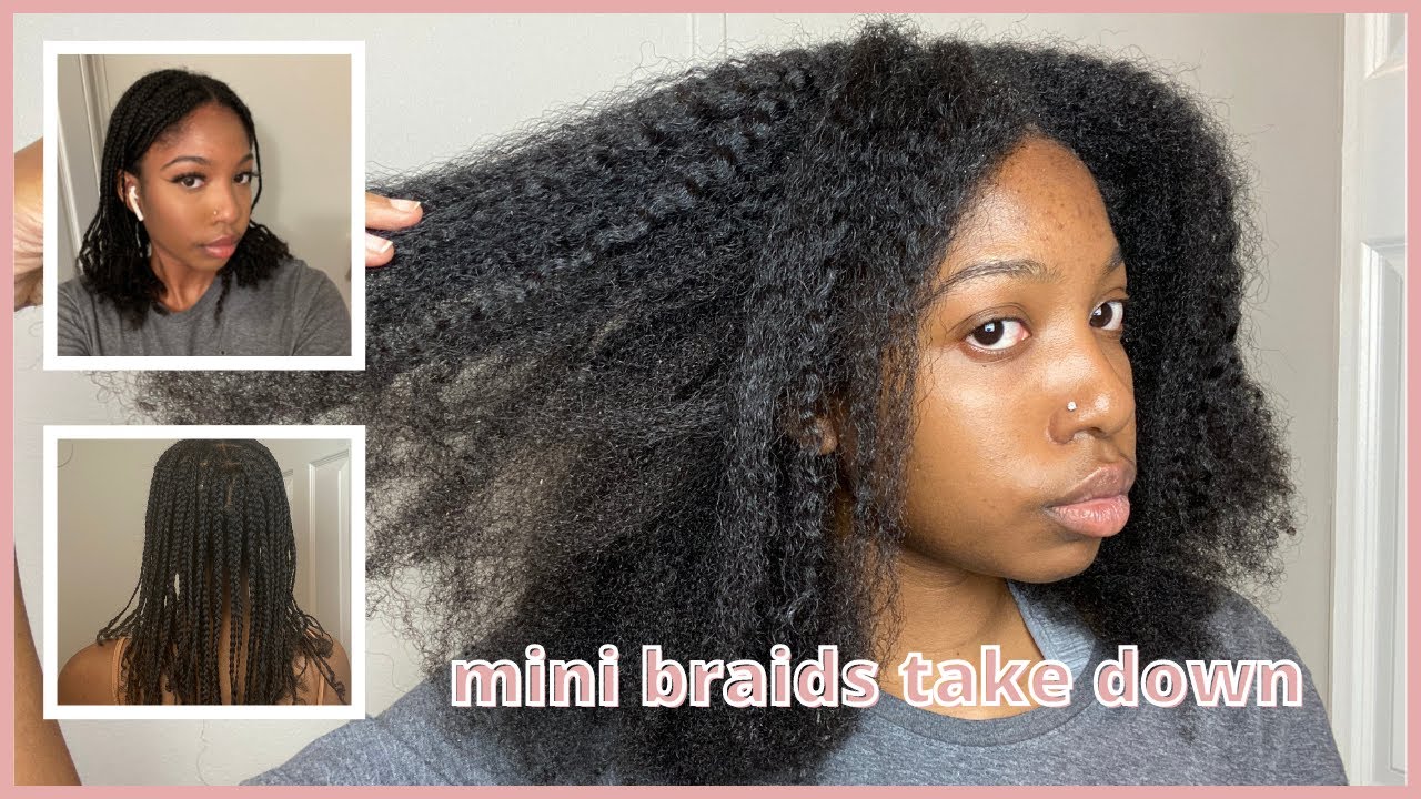 Taking Out My 1 Month Old Mini Braids On Natural Hair - YouTube