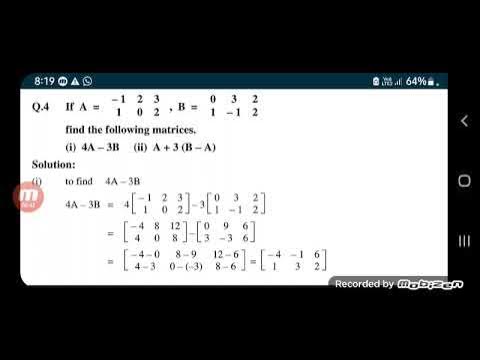 Find 4A-3B. If A and B matrices are given. - YouTube